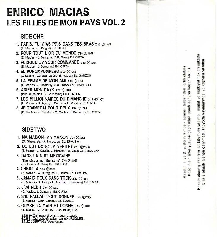ENRICO MACIAS - LES FILLES DE MON PAYS ENRICO MACIAS - LES FILLES DE MON PAYS
